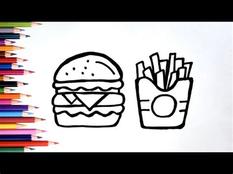How To Draw A Burger And French Fries Drawing Tutorial Art Youtube