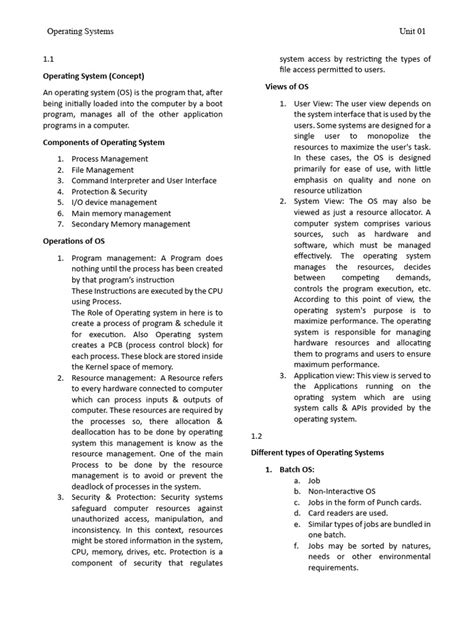 Unit 1 Pdf Operating System Process Computing