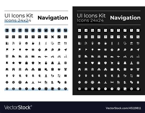 Gps And Navigation Glyph Ui Icons Set For Dark Vector Image