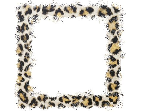 Leopard Print Splatter Frame Png Sublimation Designs Square Border Splash Paint Hand Drawn