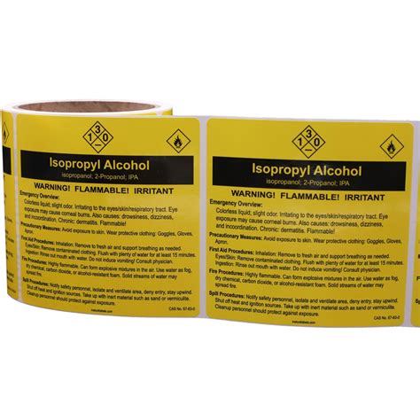 Isopropyl Alcohol Chemical Right To Know Info Flammable Irritant