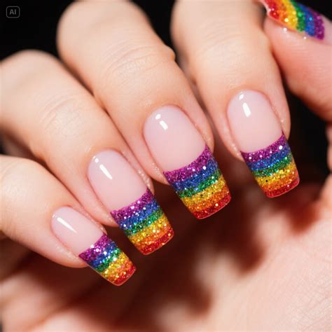 Top 16 Attractive Rainbow Glitter Nails