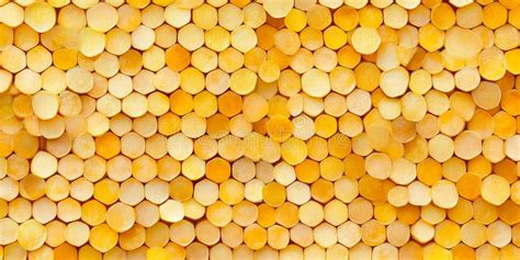 Golden Honeycomb Pattern Background Texture Design Abstract Hexagon Cells Stock Illustration