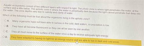 solved aquatic ecosystems consist of two different layers with respect