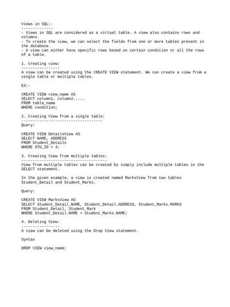 Views In Sql Pdf Computers Technology And Engineering