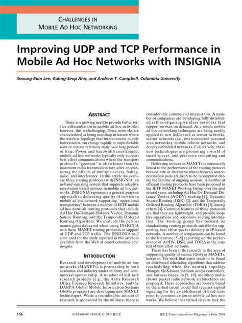 2001 Ieee Improving Udp And Tcp Performance In Mobile Ad Mobile Ad Hoc