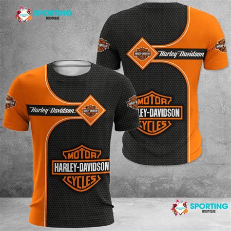 Harley Davidson Racing Logo Ready To Race Orange Black Printed 3d T Sh