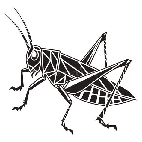 Geometric Grasshopper Silhouette Illustration Stock Vector