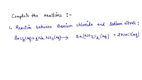 Solved Write The Complete Molecular Reaction For The Reaction Of Bacl2 And Na2so4