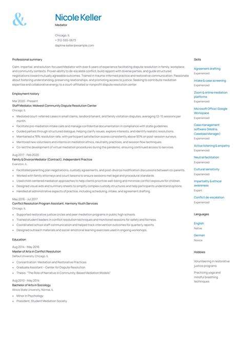 Mediator Resume Example That Can Help You Get Hired
