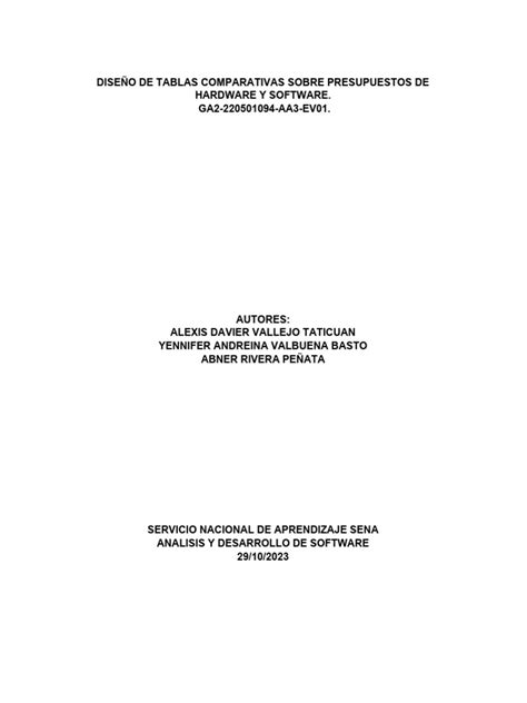 Tabla Comparativa Hardware Y Sotware Pdf Hardware De La Computadora Software