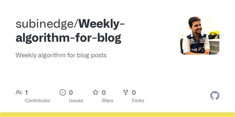 Github Subinedgeweekly Algorithm For Blog Weekly Algorithm For Blog