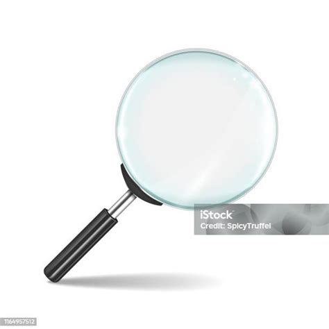 돋보기 흰색 배경에 격리 된 투명 한 현실적인 줌 렌즈 벡터 3d 루프 도구 연구 개념 3차원 형태에 대한 스톡 벡터 아트 및 기타 이미지 Istock