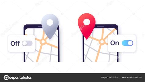Location Settings Gps Activation Button Toggle Geolocation Mode Switch Smartphone Stock Vector