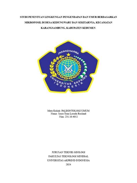 Studi Penentuan Lingkungan Pengendapan Dan Umur Berdasarkan Mikrofosil