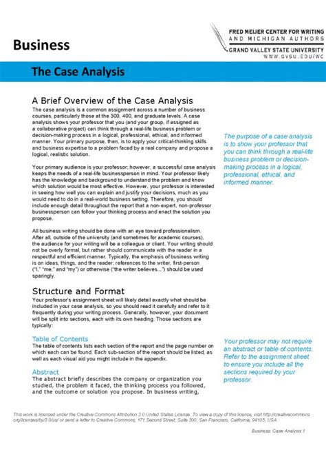 Case Analysis Sample Pdf 119141 Business Case Analysis Gg Final