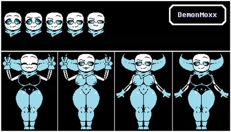 Rule 34 16 Bit Big Thighs Black Background Blue Body Blue Scarf Breasts Demonmoxx Ectobody