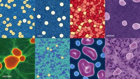 Vibrant Microscopic Images Showcasing Various Cell Structures And Patterns Premium Ai