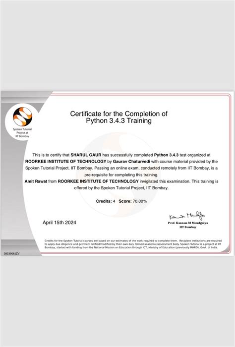 Sharul Gaur On Linkedin Successfully Completed Python 343 Test Iit