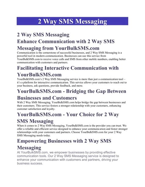 Ppt 2 Way Sms Messaging Powerpoint Presentation Free Download Id