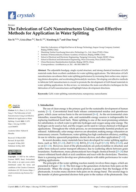 Pdf The Fabrication Of Gan Nanostructures Using Cost Effective Methods For Application In