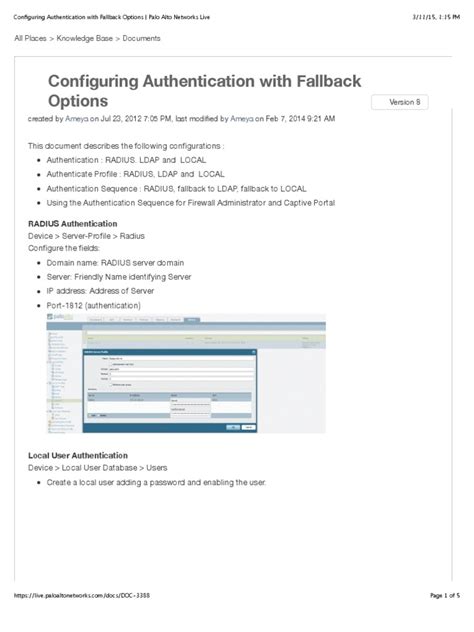 Configuring Authentication With Fallback Options Pdf Radius Areas Of Computer Science