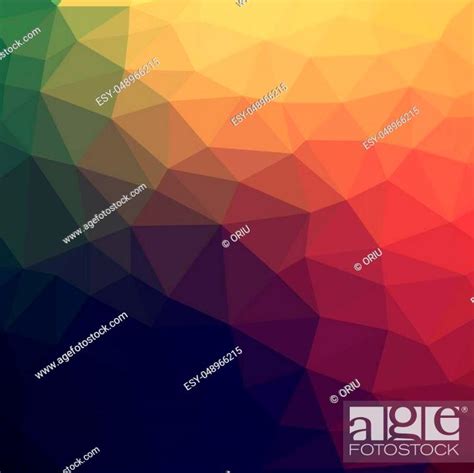 Abstract Colorful Low Poly Vector Background With Warm Gradient Futuristic Pattern Stock Vector