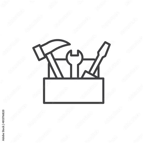 Toolbox Icon Set Vector Symbols For Carpenter Toolkit And Hardware