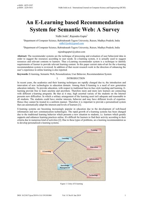 Pdf An E Learning Based Recommendation System For Semantic Web A Survey