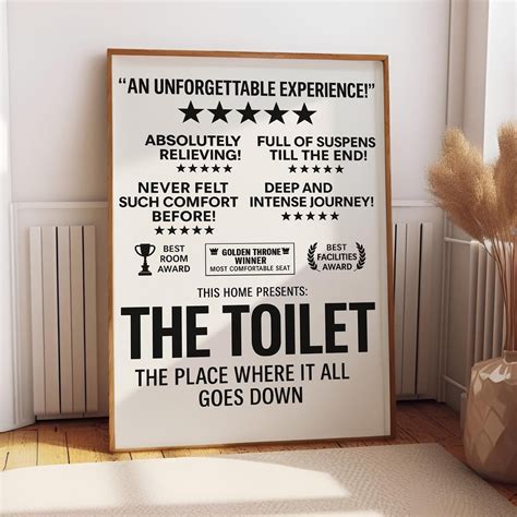 Funny Bathroom Canvas Poster Toilet 5 Star Reviews Loo Humor Wall Art