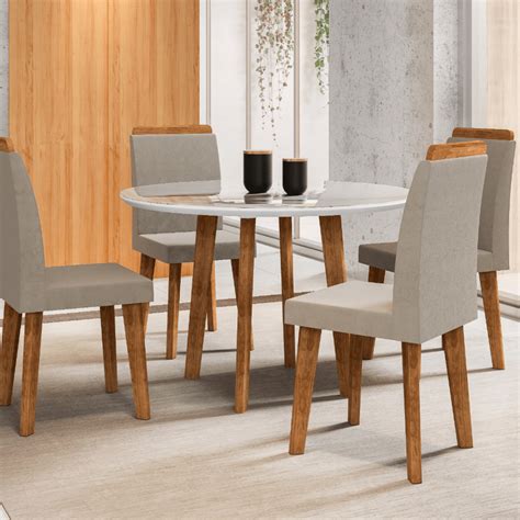 Conjunto Mesa Turmalina Redonda Com 4 Cadeiras Loja Móveis Brasil