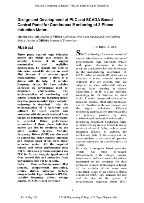 Pdf Design And Development Of Plc And Scada Based Control Panel For Continuous Monitoring Of 3