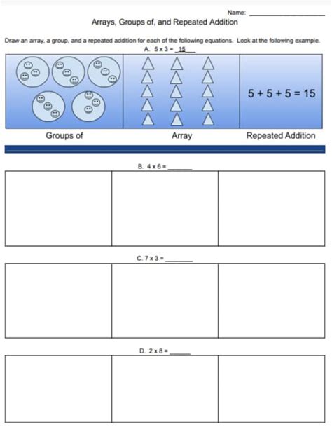 Create Arrays Equal Groups Of And Repeated Addition By