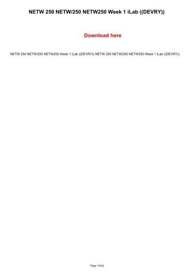 NETW NETW NETW Week ILab DEVRY