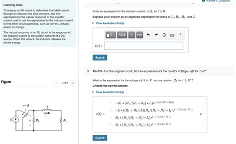 Solved Part A Learning Goal To Analyze An RL Circuit To Chegg