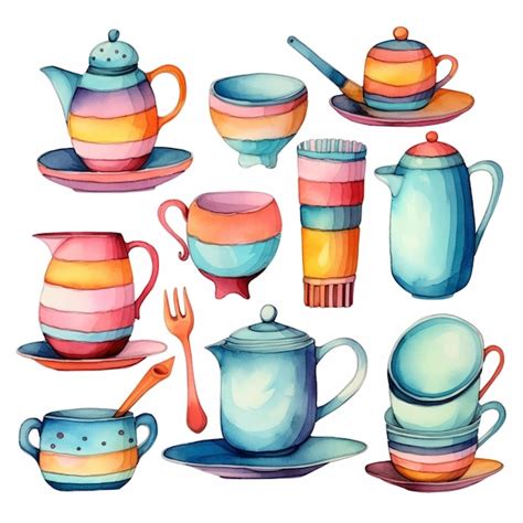 Premium AI Image A Close Up Of A Bunch Of Different Colored Dishes