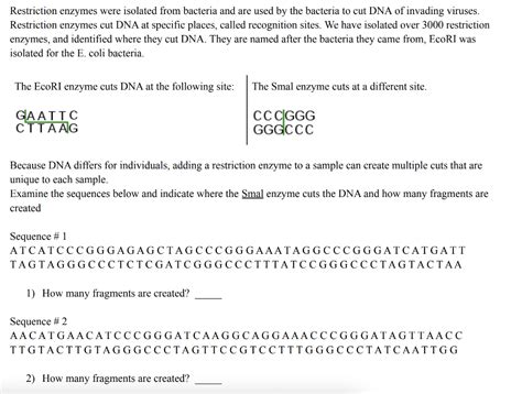 Solved Restriction Enzymes Were Isolated From Bacteria And