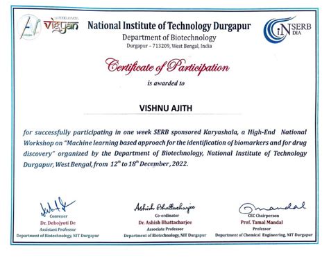 Vishnu Ajith On Linkedin Nitdurgapurworkshop Biomarkerdiscovery Machinelearning