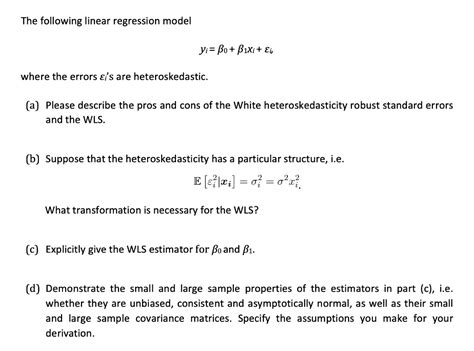 the following linear regression model yi bo b1xi