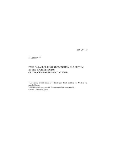 Pdf Fast Parallel Ring Recognition Algorithm In The Rich Detector Of The Cbm Experiment At Fair