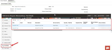 Part Details Section In Service Request Redwood User Experience — Cloud Customer Connect