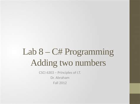 pptx lab 8 c programming adding two numbers csci 6303 principles