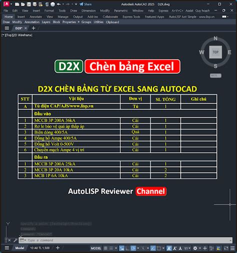 Autolisp Reviewer Chuyển Bảng Excel Sang Autocad 2acad Convert Table