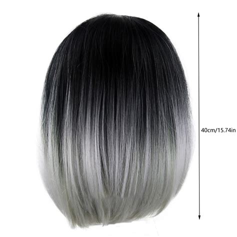 Dvkovi Ombre Colors Straight Short Hair Bob Wig Heat Full Women