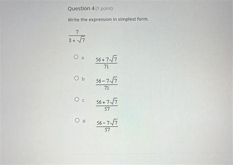Answered Write The Expression In Simplest Form 78√7 A Kunduz