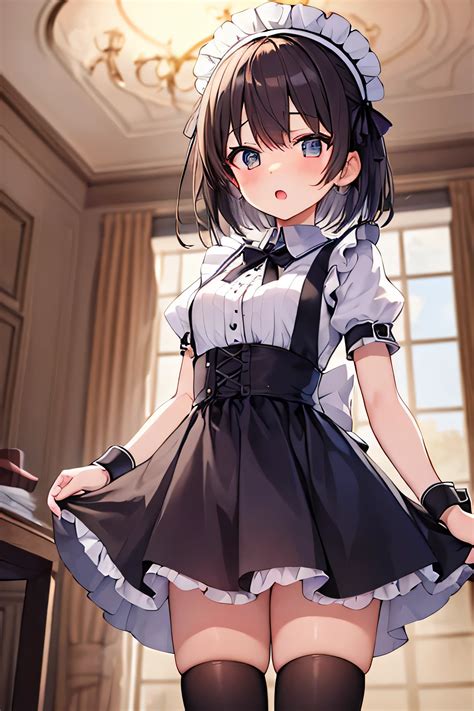 Anime Girl In Maid Outfit Standing In A Room With A Window Seaart Ai