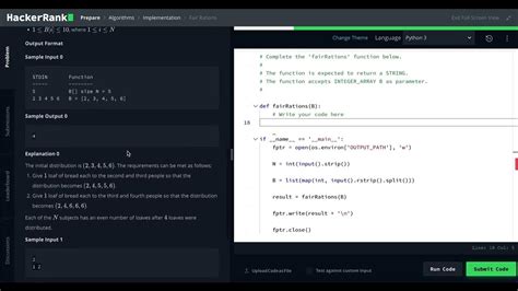 Hackerrank Fair Rations Python Solution Youtube
