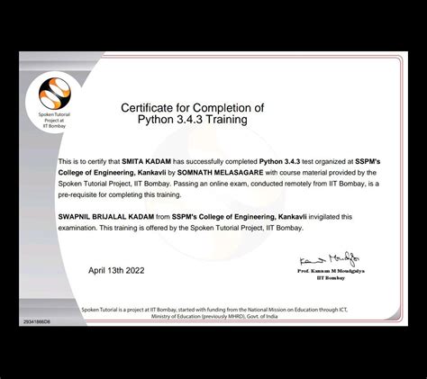 Smita Kadam On Linkedin Completion Of Python Training