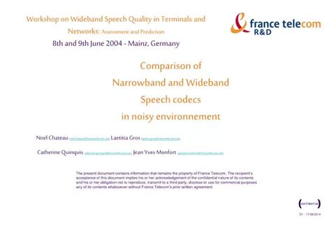 Ppt Comparison Of Narrowband And Wideband Speech Codecs In Noisy Environnement Powerpoint