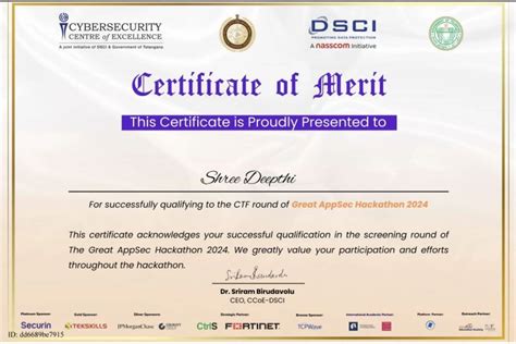 Nshree Deepthi On Linkedin Cybersecurity Appsec Ctf Hackathon Continuouslearning